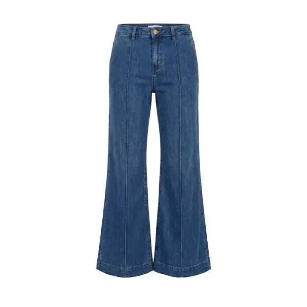 Adrift Clothing Wide Leg Jeans In Mid Wash
