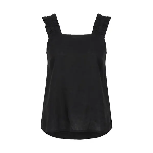 Adrift Clothing Linen Summer Top With Frill Straps