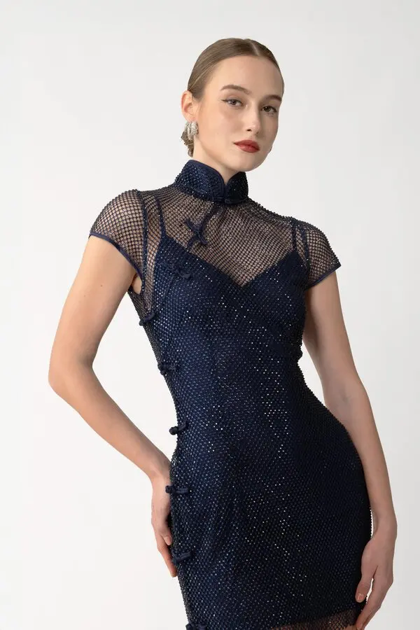 SAU LEE Serena Crystal Embellished Mini Dress