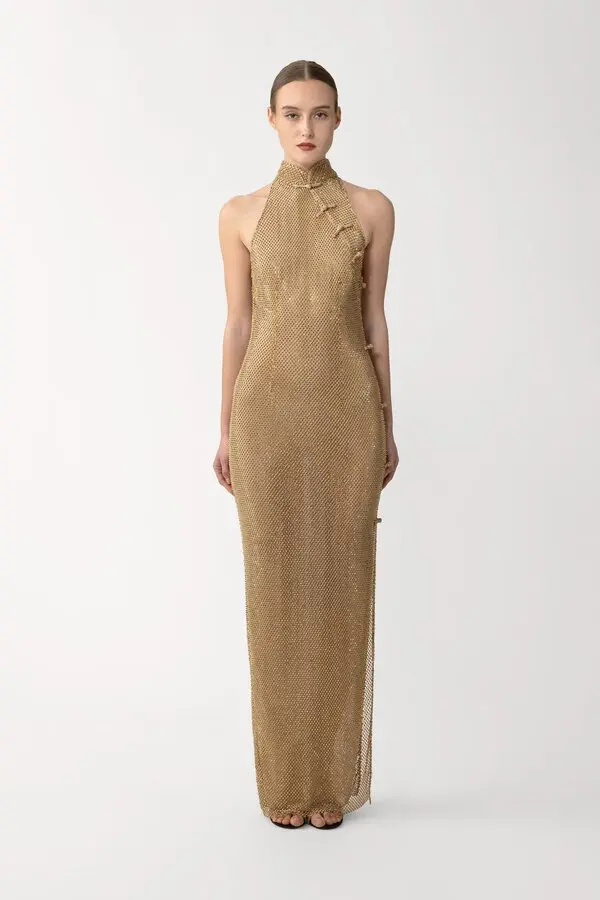 SAU LEE Santana Crystal Embellished Gown