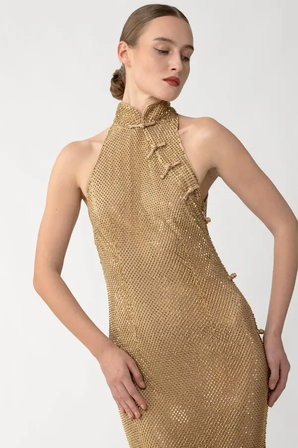 SAU LEE Santana Crystal Embellished Gown