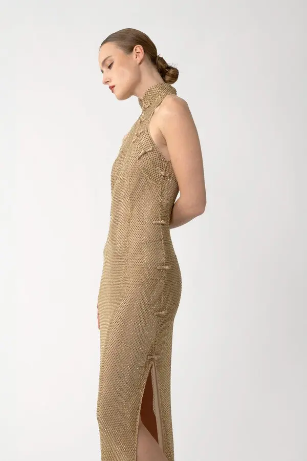 SAU LEE Santana Crystal Embellished Gown