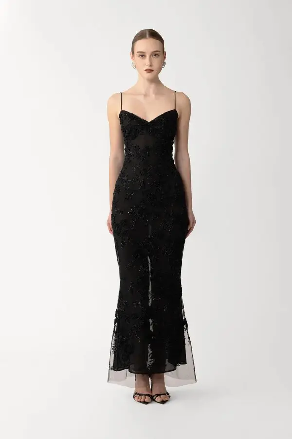SAU LEE Sammie Dress Sequined Mesh