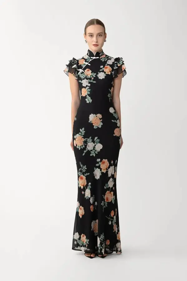 SAU LEE Stella Maxi Dress - Black Multi