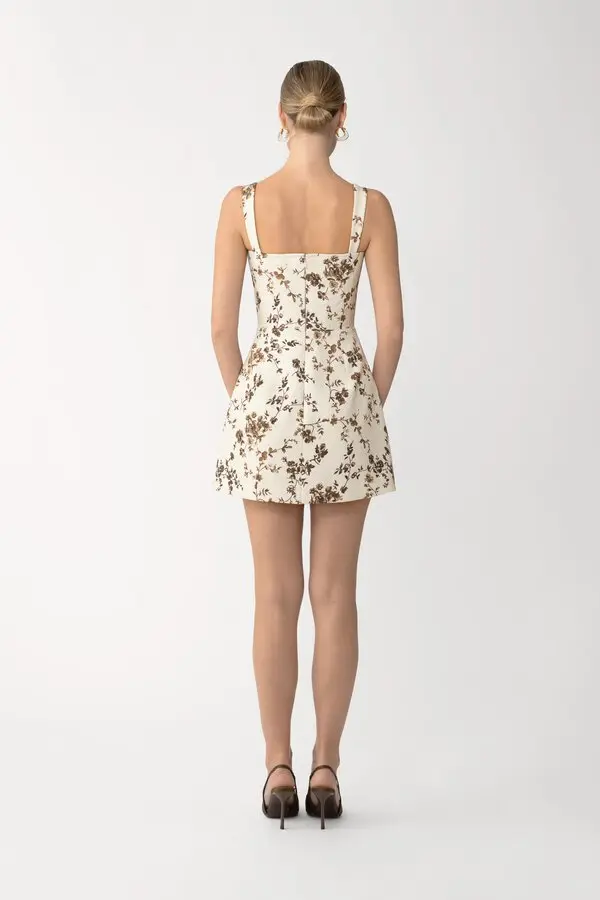 SAU LEE Wanda Mini Dress In Floral Print Crepe