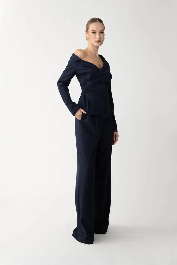 SAU LEE Neve Wool Blend Wide-leg Tailored Pants