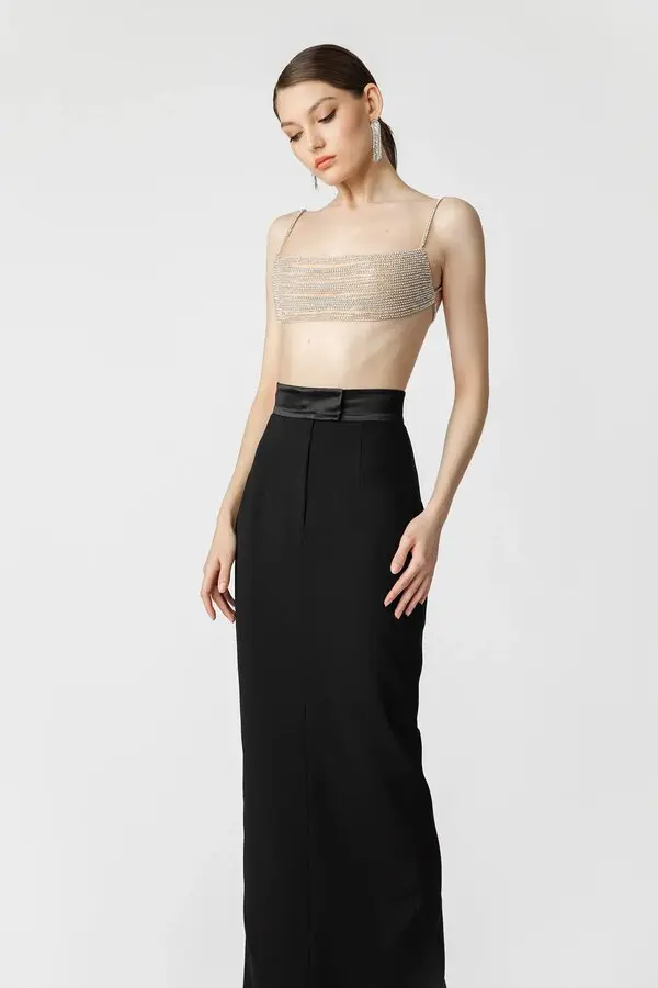 SAU LEE Zafina Crystal Embellished Bralette - Silver