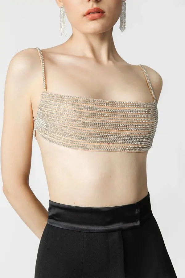 SAU LEE Zafina Crystal Embellished Bralette