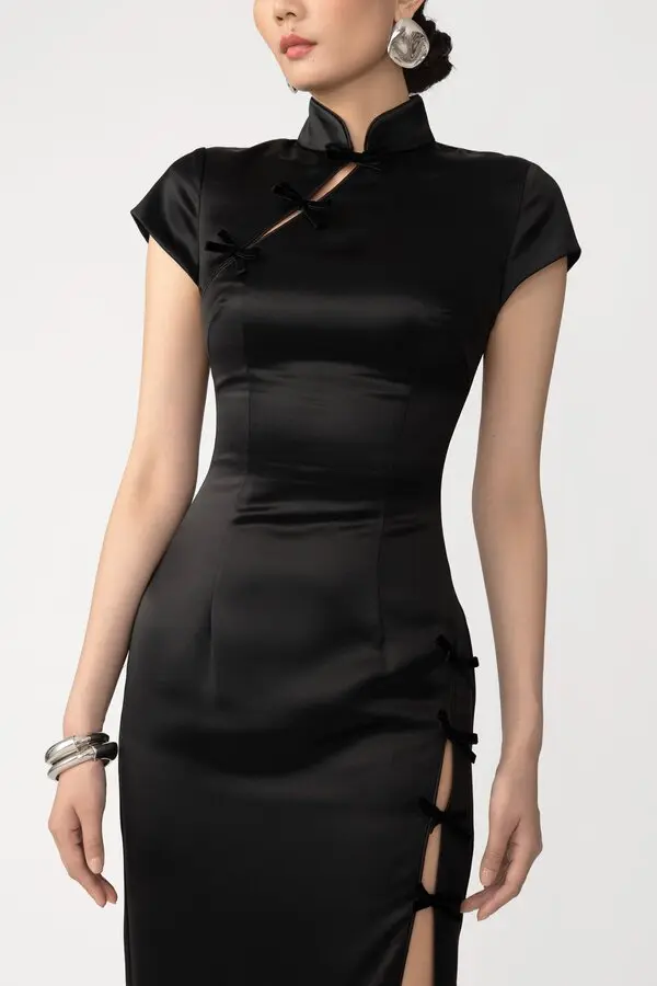 SAU LEE Tamara Satin Midi Dress