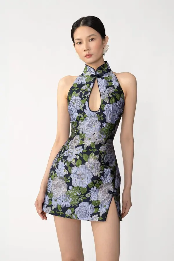 SAU LEE Eva Mini Dress In Winter Floral Jacquard
