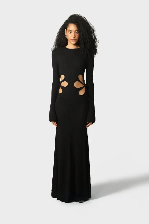 SAU LEE Destiny Knit Maxi Dress - Black