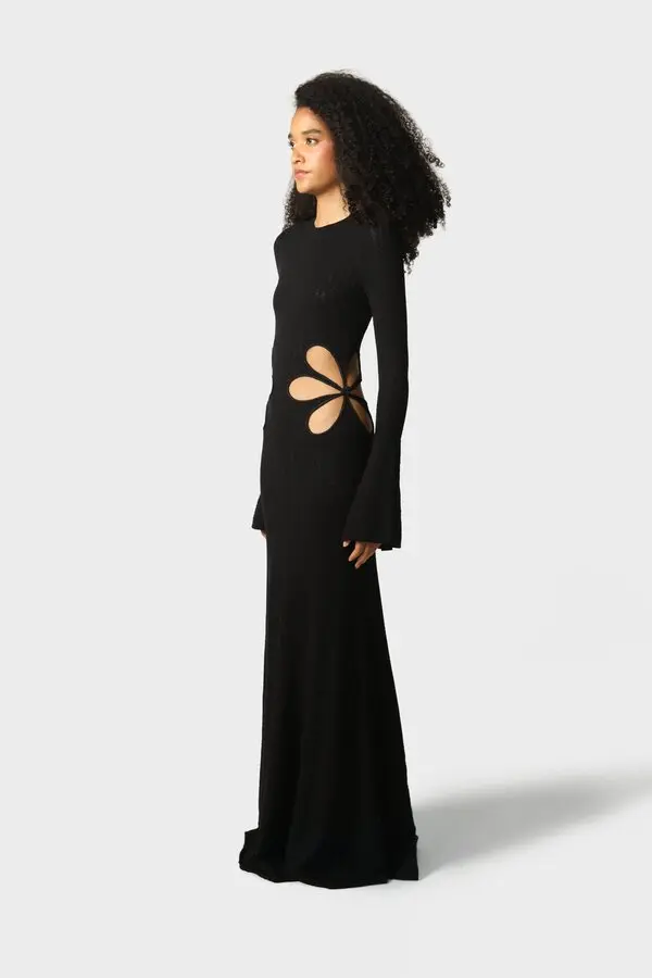 SAU LEE Destiny Knit Maxi Dress - Black