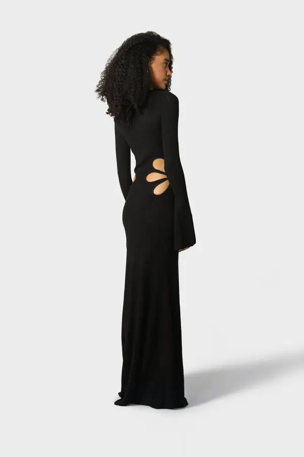 SAU LEE Destiny Knit Maxi Dress - Black