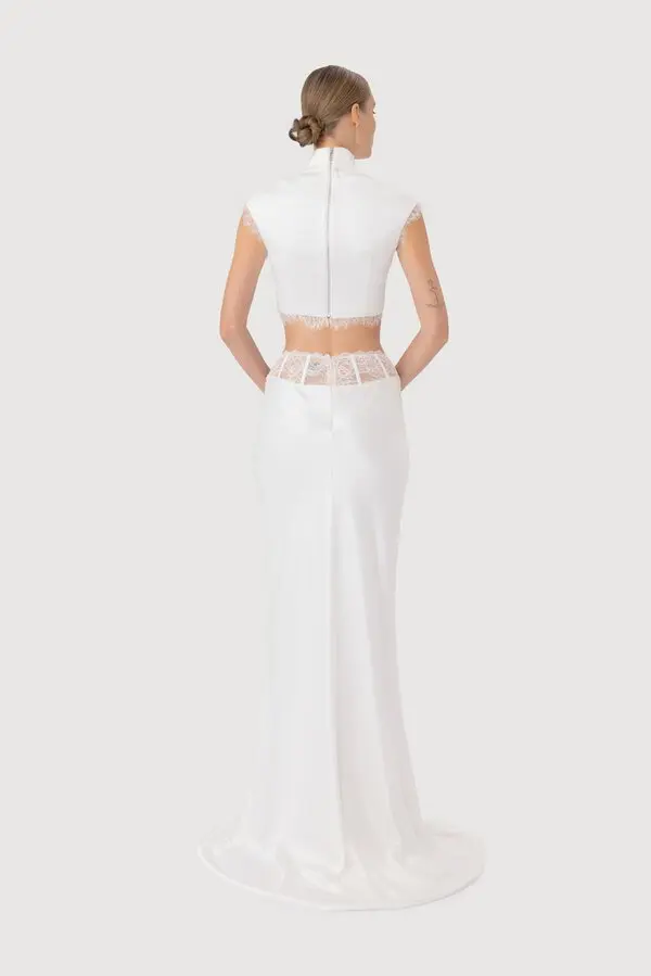 SAU LEE Lila Satin Maxi Skirt - Ivory