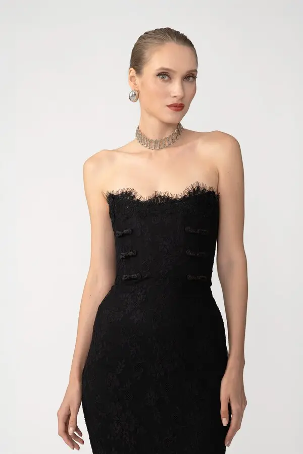 SAU LEE Sofina Lace Corset Midi Dress