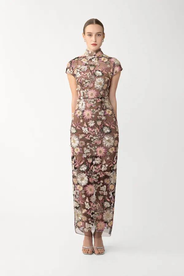 SAU LEE Gina Embellished Floral Maxi Dress