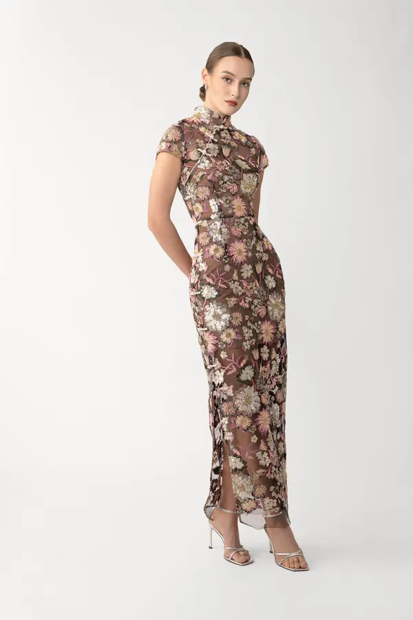 SAU LEE Gina Embellished Floral Maxi Dress