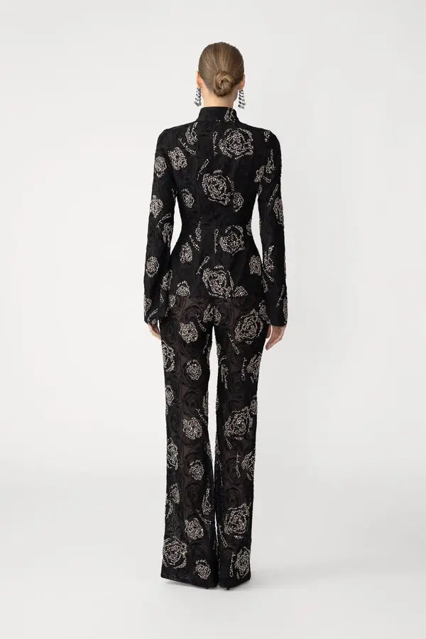 SAU LEE Azalea Embroidered Flare Pants