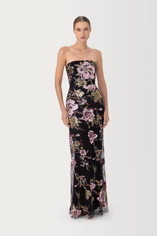 SAU LEE Pippa Strapless Embellished Maxi Gown