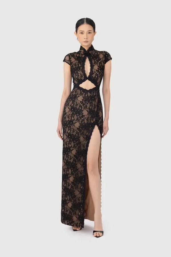 SAU LEE Moira Lace Maxi Dress With Cut-out And Slit