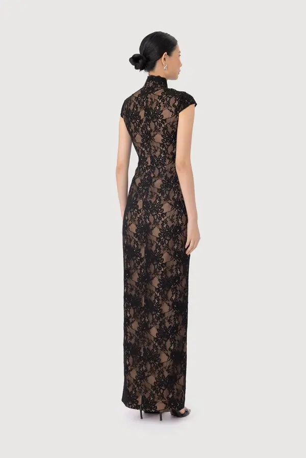 SAU LEE Moira Lace Maxi Dress With Cut-out And Slit
