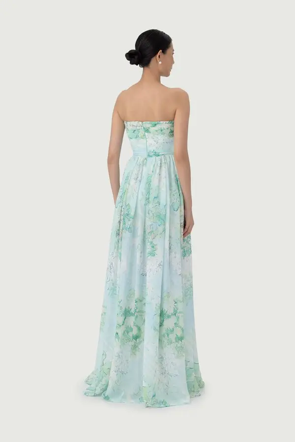 SAU LEE Camille Strapless Maxi Dress - Mint Multi