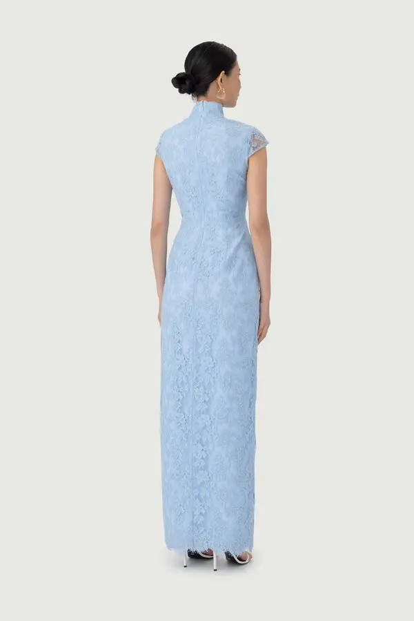 SAU LEE Moira Lace Maxi Dress - Sky Blue