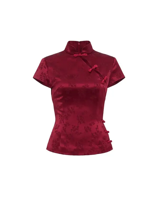 SAU LEE Ren Satin Jacquard Top