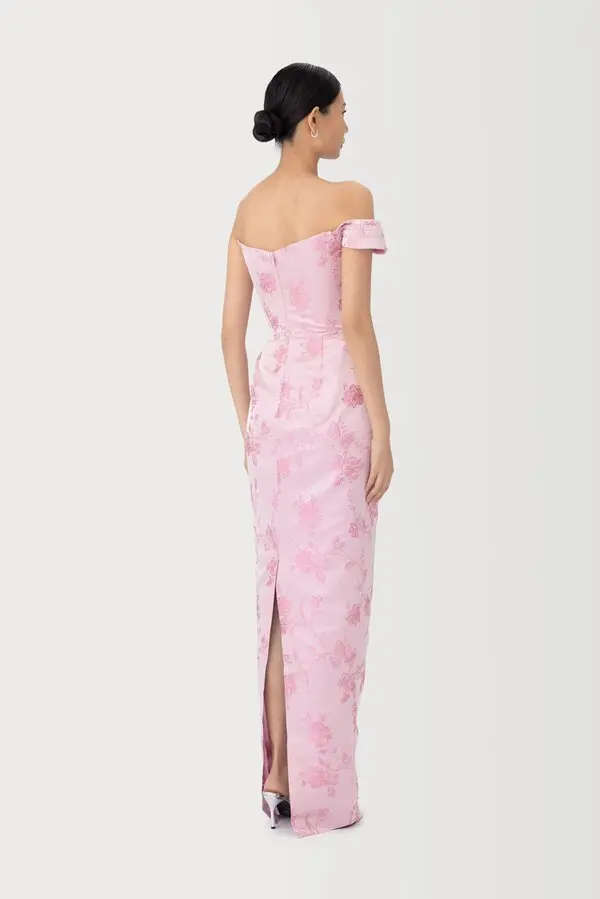 SAU LEE Jackson Brocade Gown - Pink Rococo