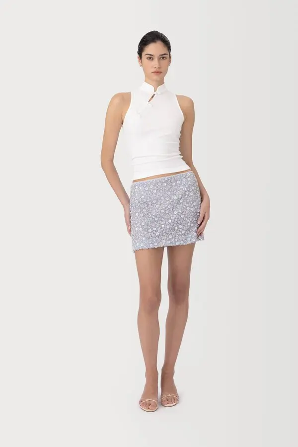 SAU LEE Tilly Sequin Floral Mini Skirt