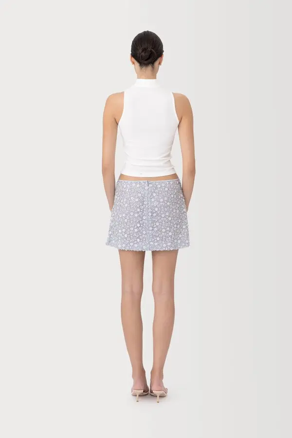 SAU LEE Tilly Sequin Floral Mini Skirt