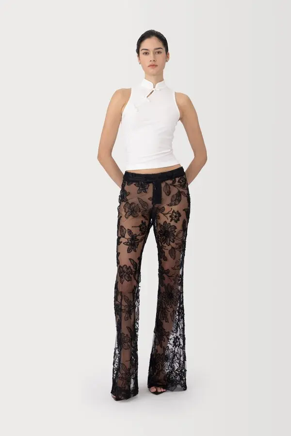 SAU LEE Astrid Embellished Lace Pants