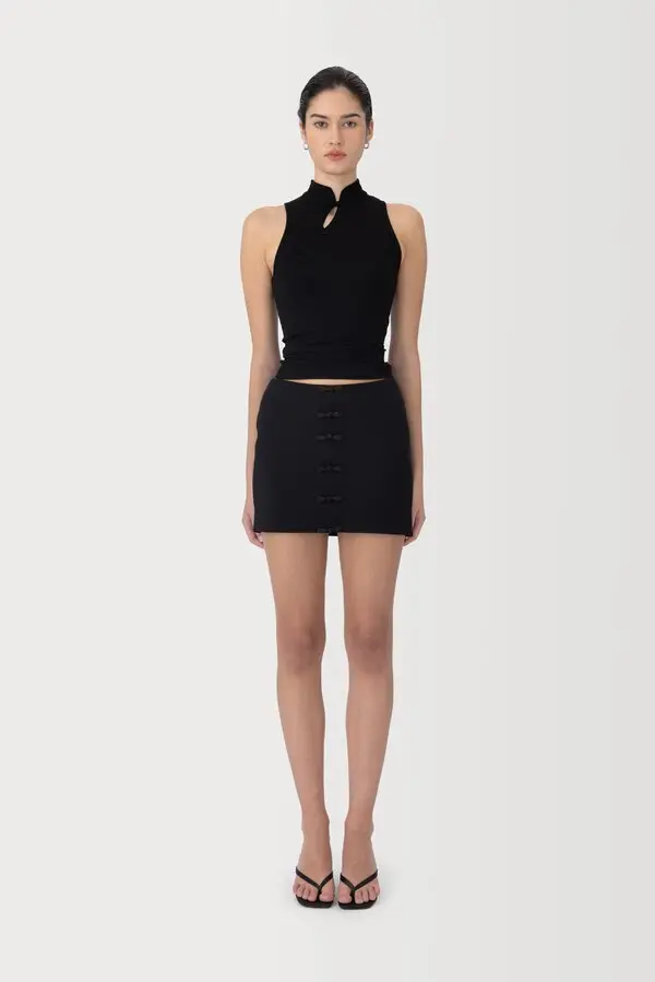 SAU LEE Sima Mini Skirt With Knot Detailing