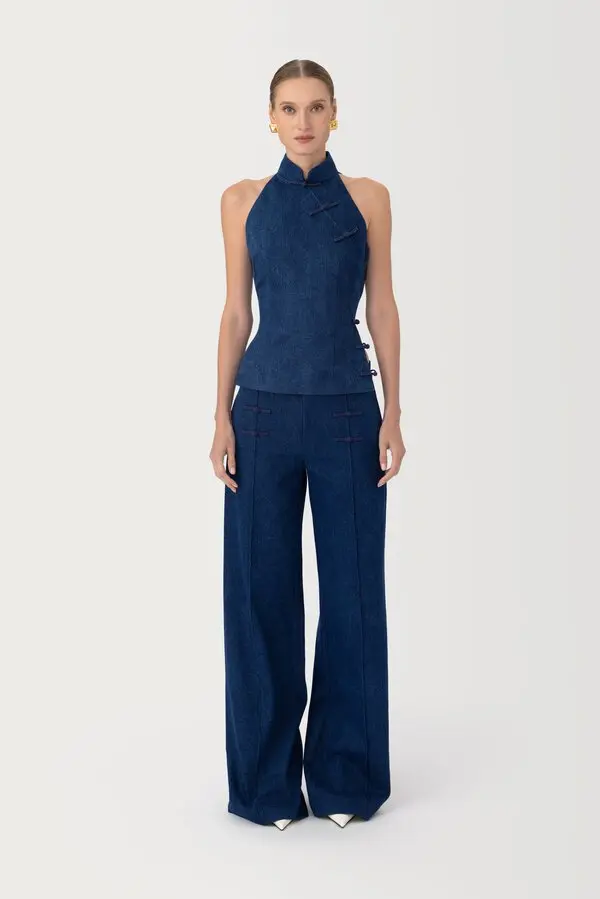 SAU LEE Mason Wide-leg Denim Trousers