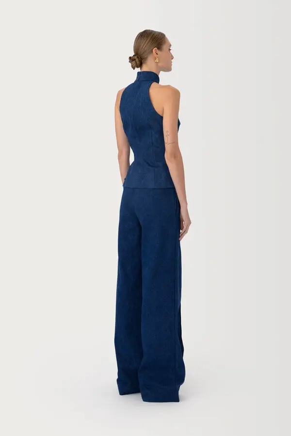 SAU LEE Mason Wide-leg Denim Trousers