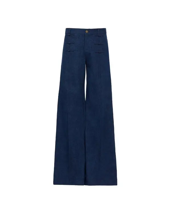 SAU LEE Mason Wide-leg Denim Trousers