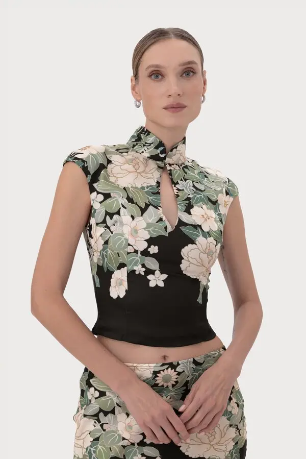 SAU LEE Dara Top - Black Multi