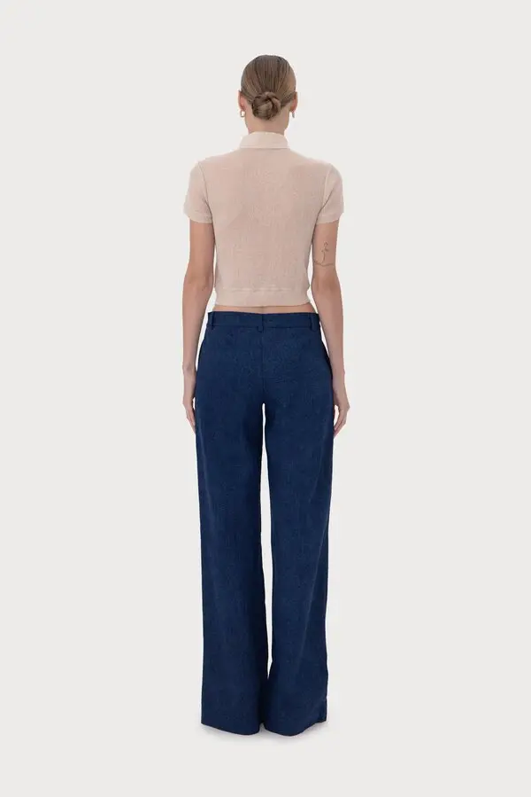 SAU LEE Enid Knit Polo With Mandarin Collar And Pipa Knot Detailing