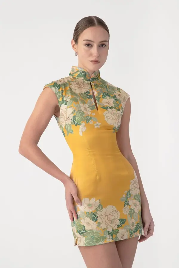 SAU LEE Cass Satin Mini Dress