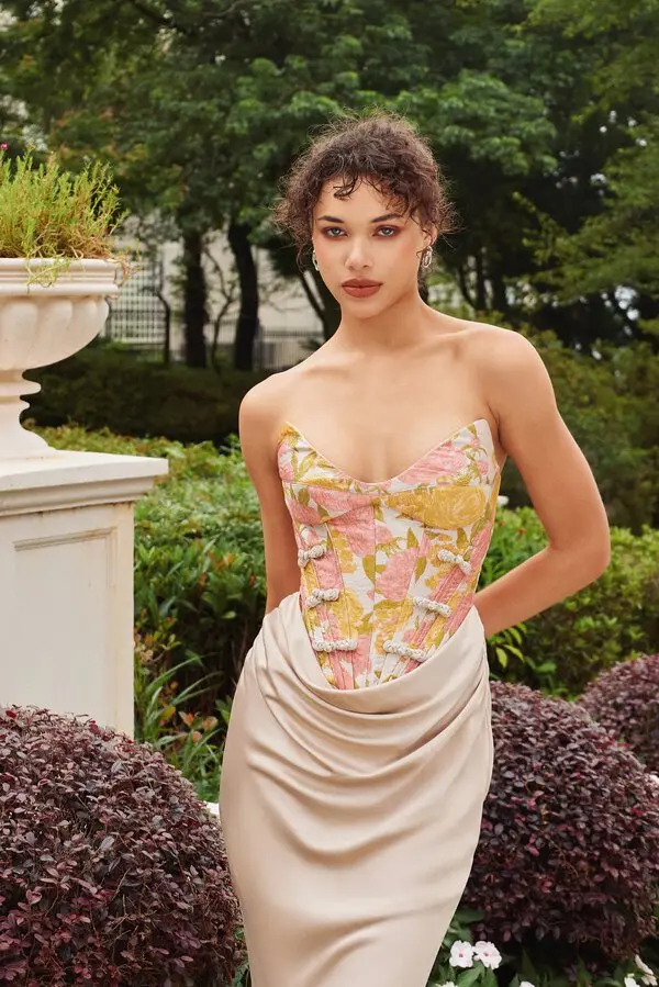 SAU LEE Sandrine Gown - Beige Multi