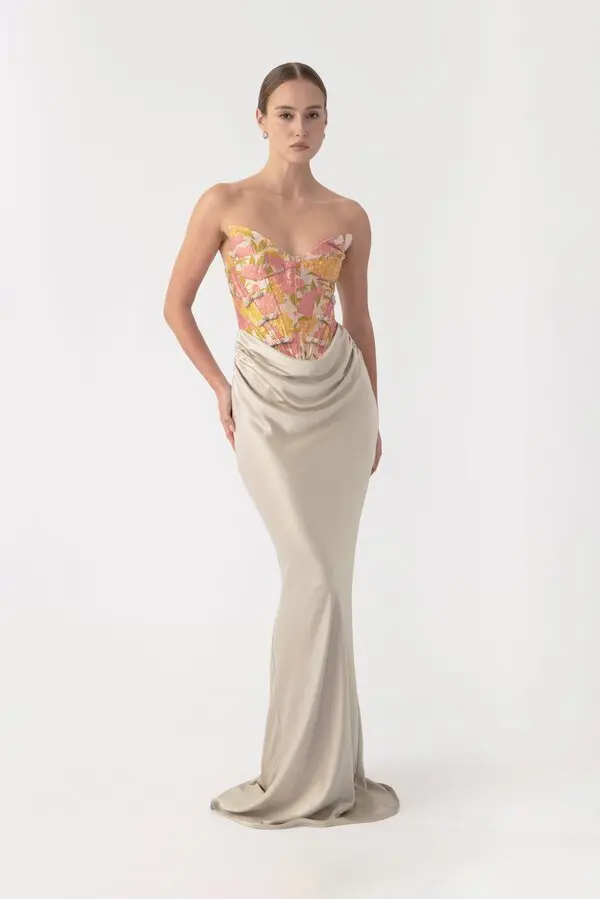 SAU LEE Sandrine Gown - Beige Multi