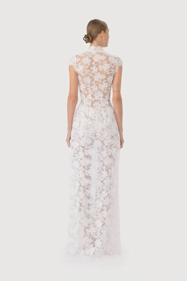 SAU LEE Saphina Lace Sheer Top