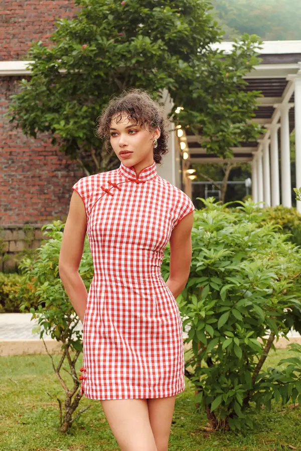 SAU LEE Alora Mini Cheongsam Dress - Red