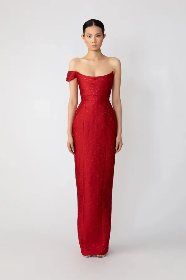 SAU LEE Jackson Jacquard Gown
