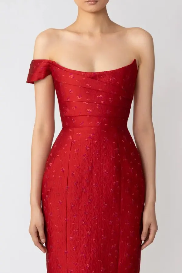 SAU LEE Jackson Jacquard Gown
