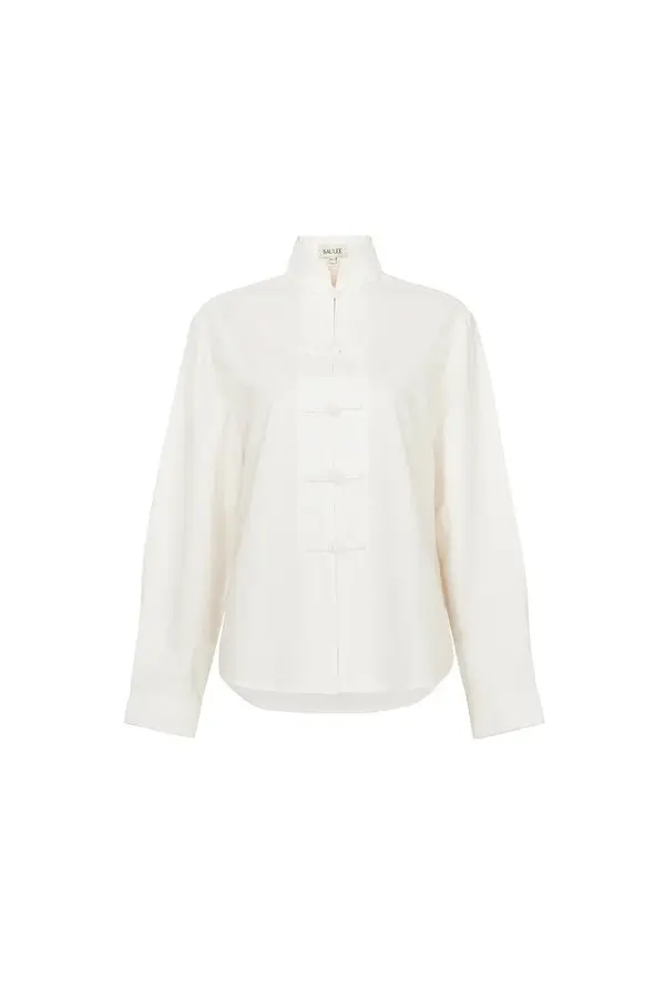 SAU LEE Harlow Mandarin Collar Pankou Button Shirt