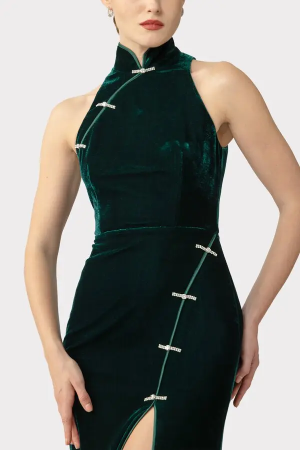 SAU LEE Ariana Velvet Gown - Emerald