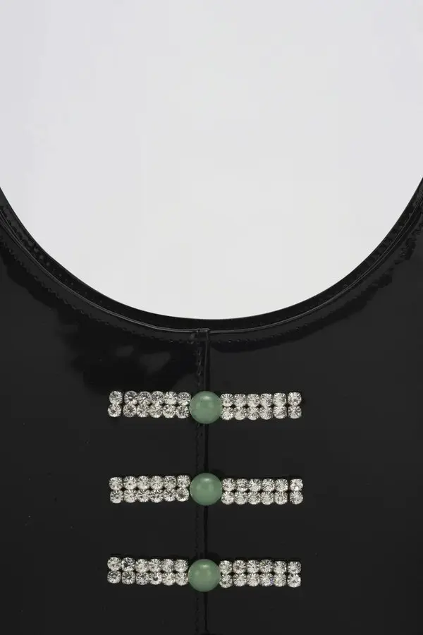 SAU LEE HANDBAGS Mini Sau Patent Bag With Crystal And Jade Embellishments