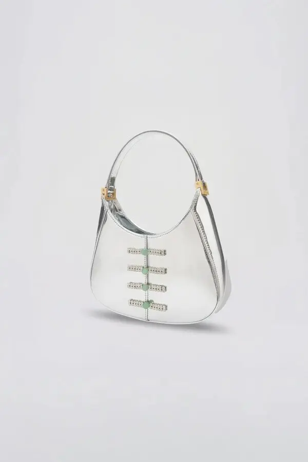 SAU LEE HANDBAGS Mini Bag In Patent Leather With Crystal And Jadeite Embellishments