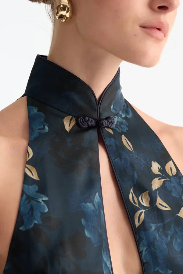 SAU LEE Victoria Satin Midi Dress